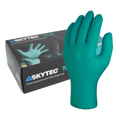 Skytec Teal Food-Safe Chemical Protection Gloves Box of 100